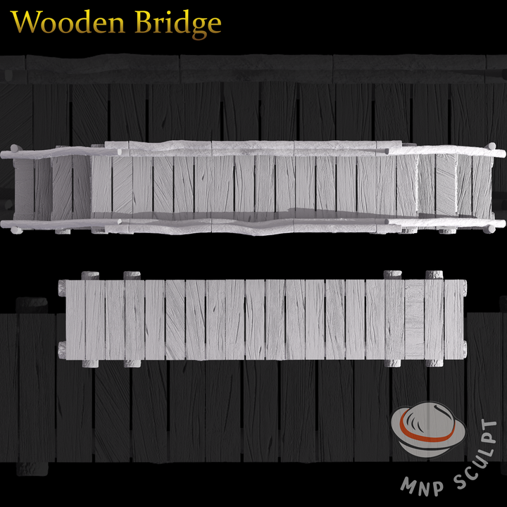 3D Printable Wooden Bridge by MNP Sculpt