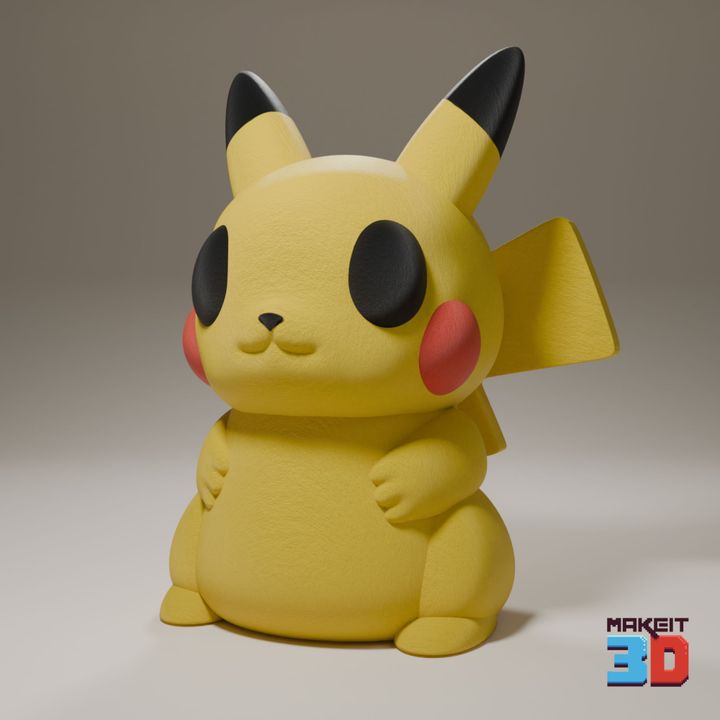 3D Printable 3D Printable Chibi Pikachu With Print in Place Pokeball by ...