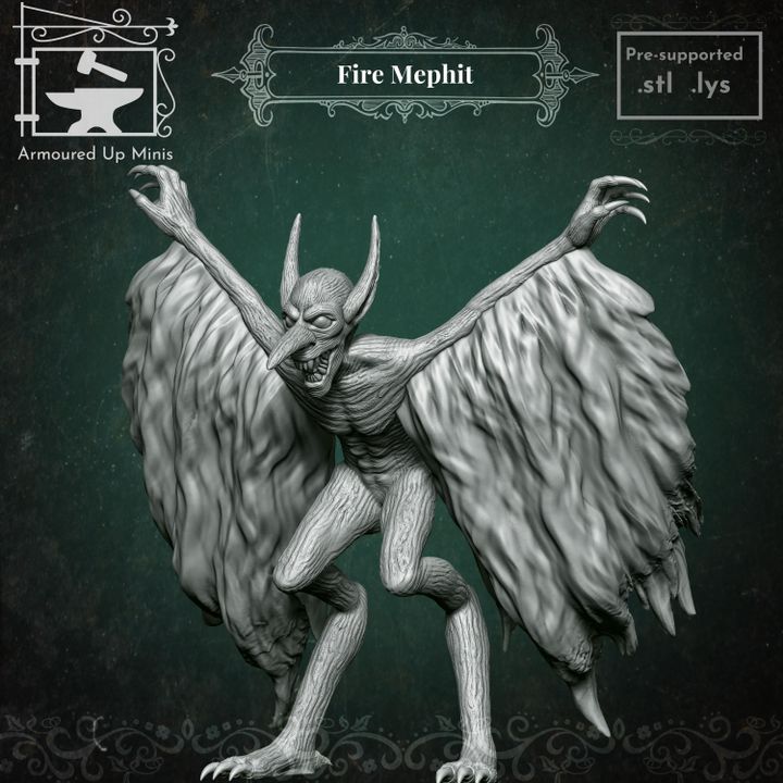 3D Printable Fire Mephit by Armoured Up Minis