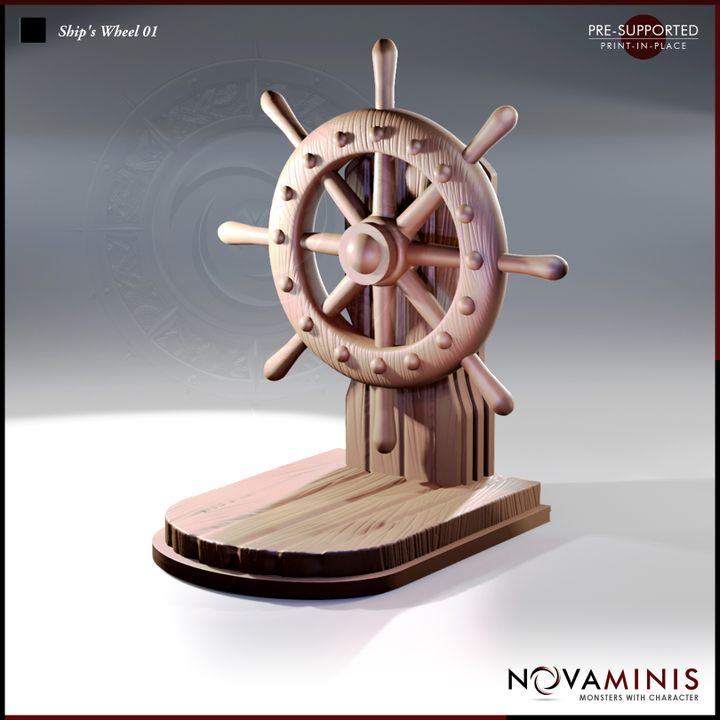 3D Printable Ship's Wheel 01 by NovaMinis