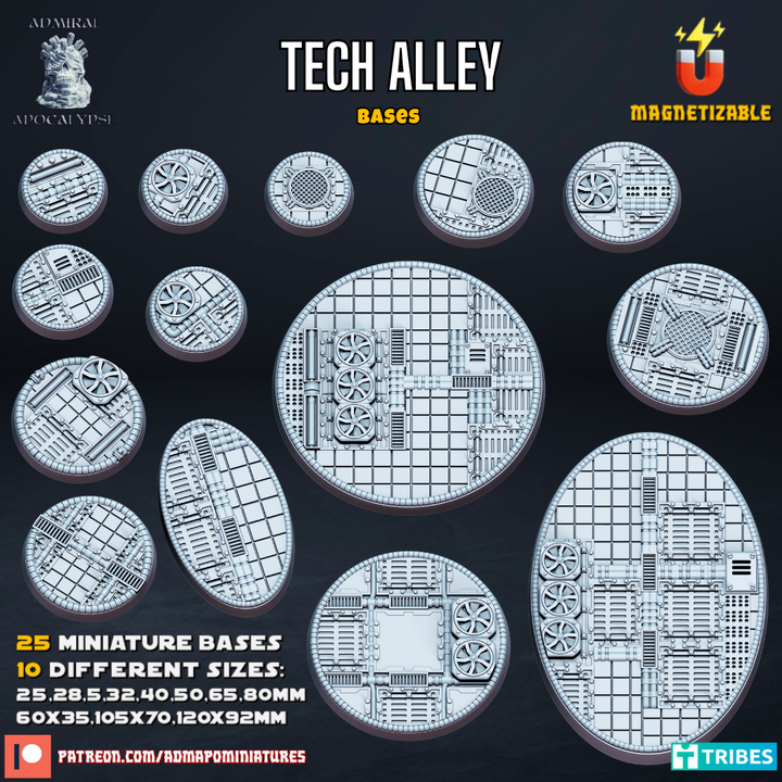 3D Printable Tech Alley Bases (Pre-supported) by Admiral Apocalypse