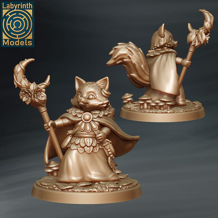 3D Printable Vulpine Mage - 32mm scale by Labyrinth Models