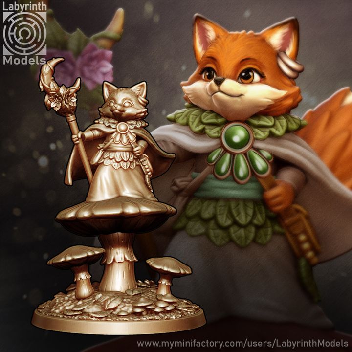 3D Printable Vulpine Mage - 32mm scale by Labyrinth Models