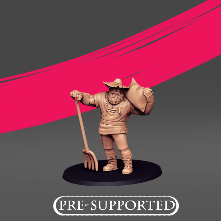 3D Printable Dwarf Farmer by Artisan Troll