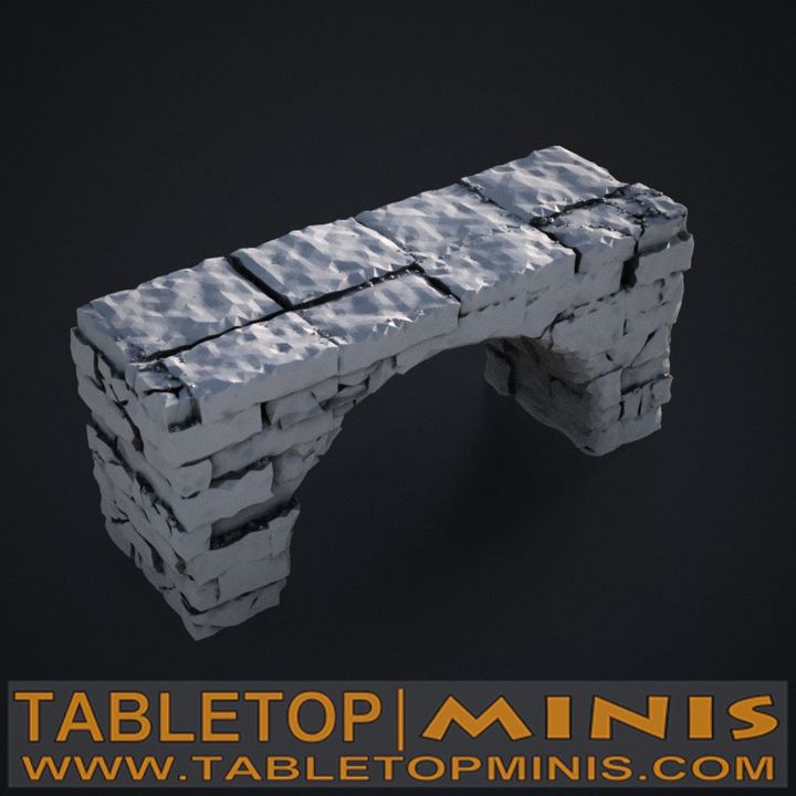 3D Printable Old Stone Platform Bridge by TableTopMinis