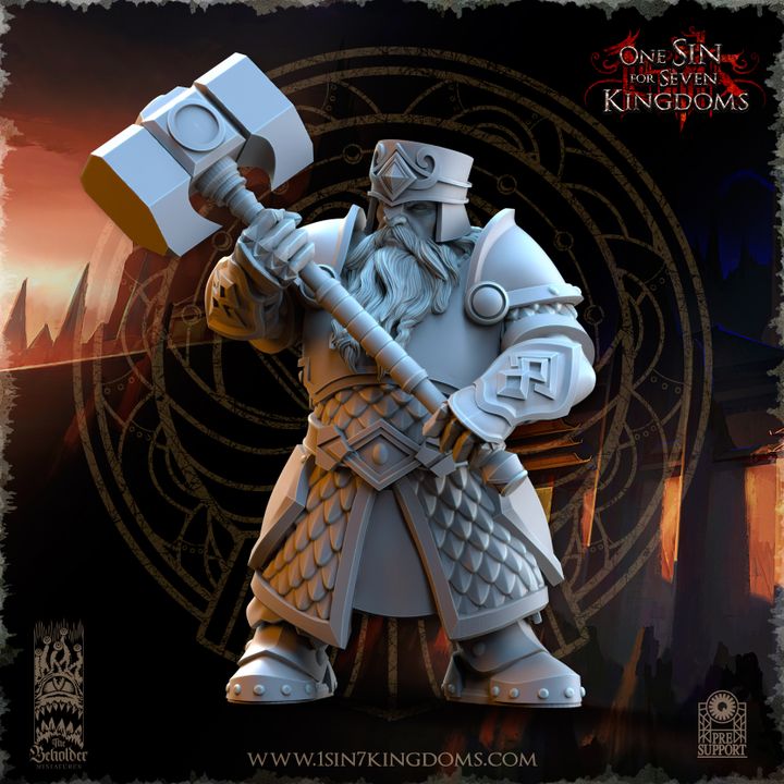 3D Printable Dwarven Kingdoms Hammer Brotherhood Warriors by The Beholder Miniatures