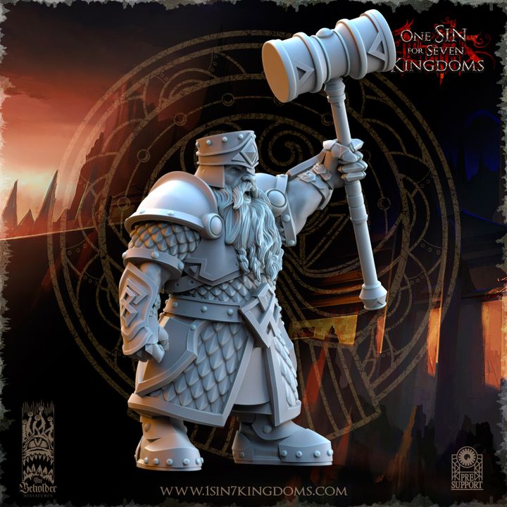 3D Printable Dwarven Kingdoms Hammer Brotherhood Warriors by The Beholder Miniatures