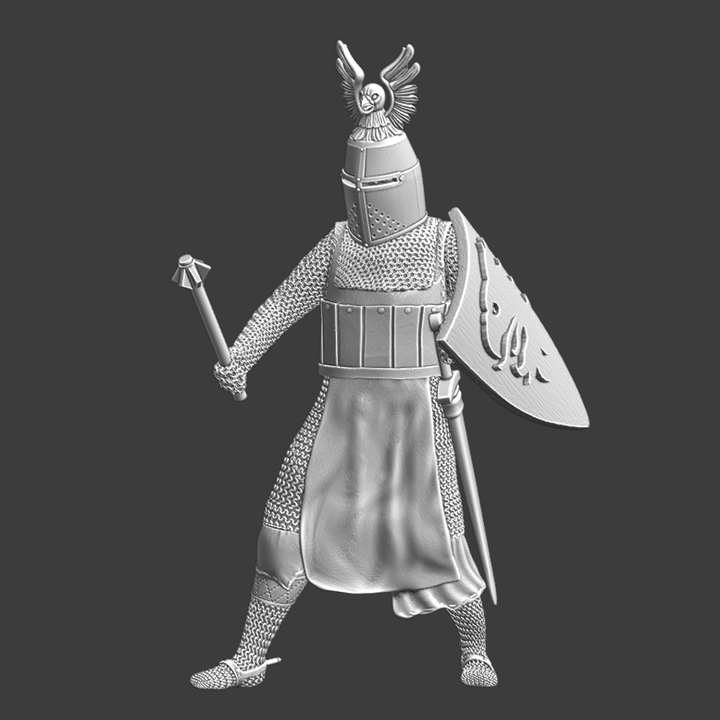 3D Printable Medieval eagle knight - mace & shield by Northern Crusades ...