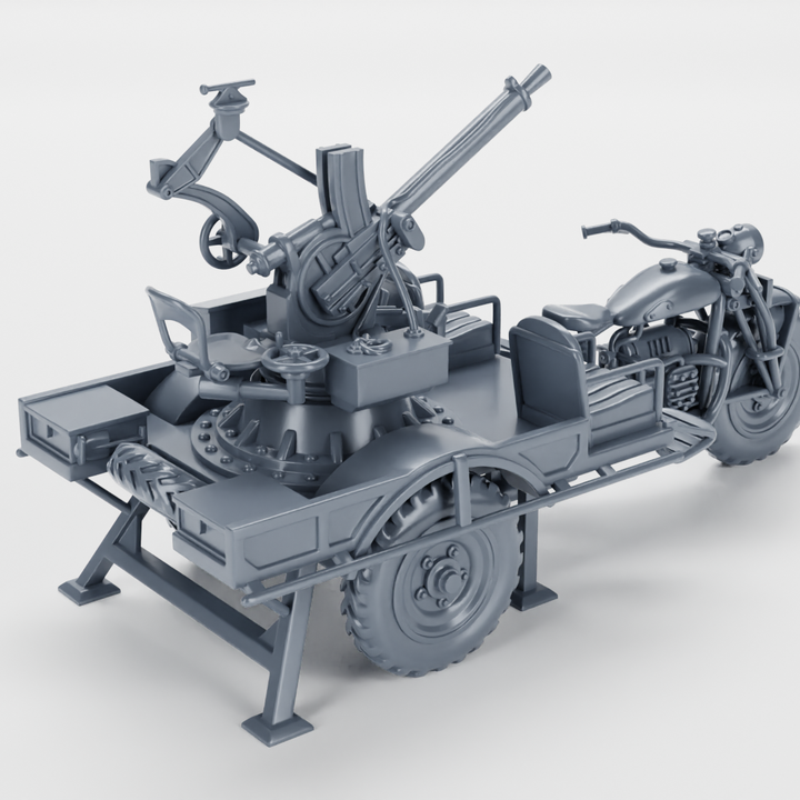 3D Printable Tricycle FN Tricar T3 + version with Browning 13.2mm AA ...