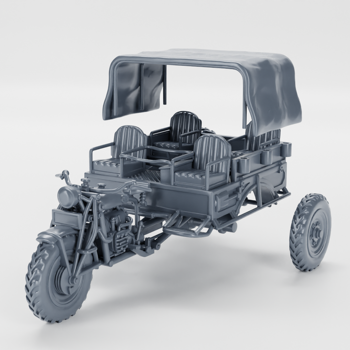 3D Printable Tricycle FN Tricar T3 + version with Browning 13.2mm AA ...