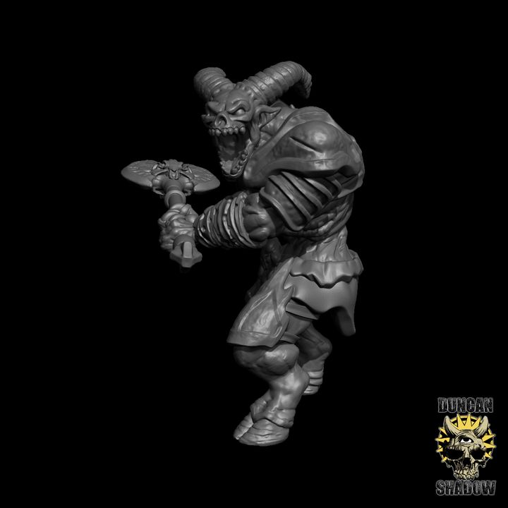 3D Printable Devil with Axes (Pre Supported) by Duncan Shadow