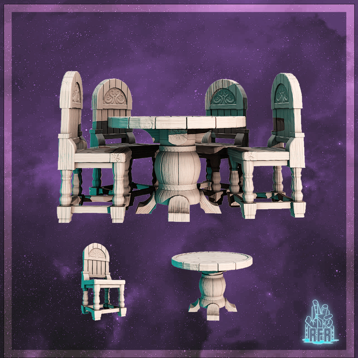 3D Printable The sturdy oak and stool - Tabletop miniatures (Pre ...