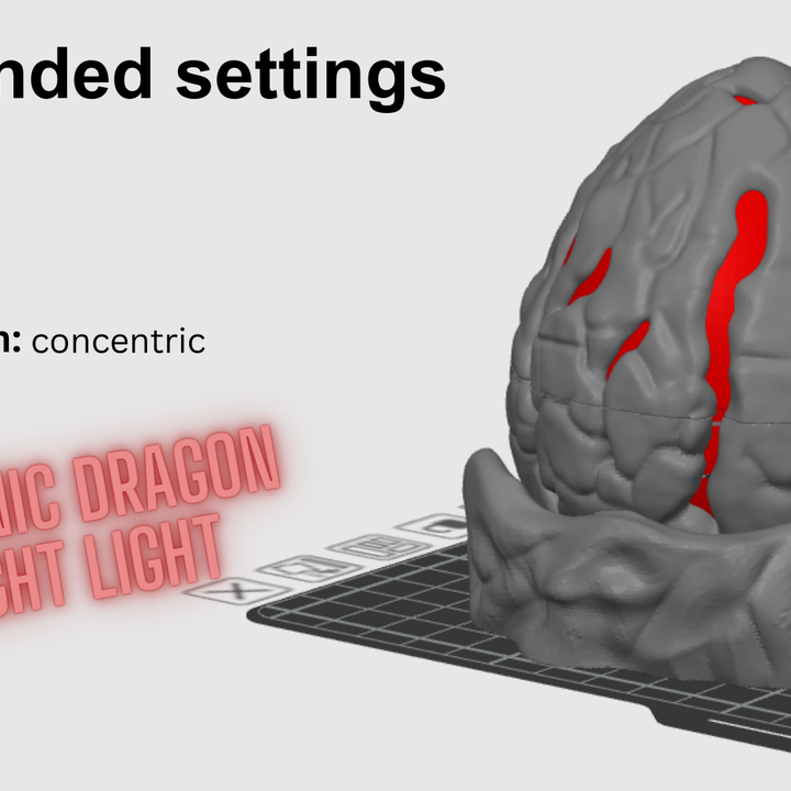 3D Printable Vulcanic dragon egg + night light by ALIMA UNIQUE DESIGNS