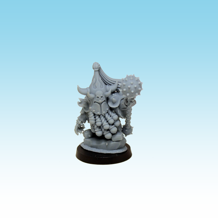 3D Printable Fire dwarf with champion mace by MOMminiatures