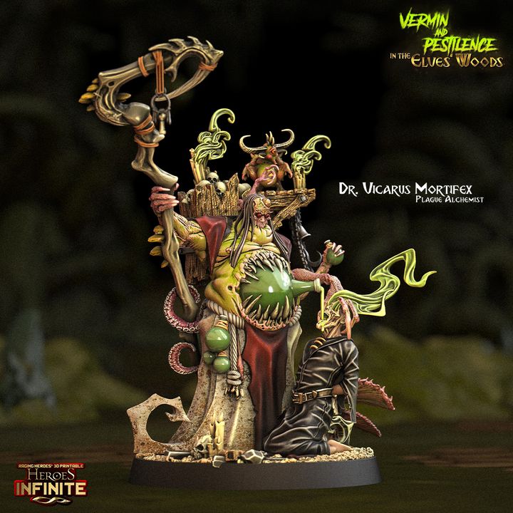 3D Printable Dr. Vicarus Mortifex, Plague Alchemist by Heroes Infinite