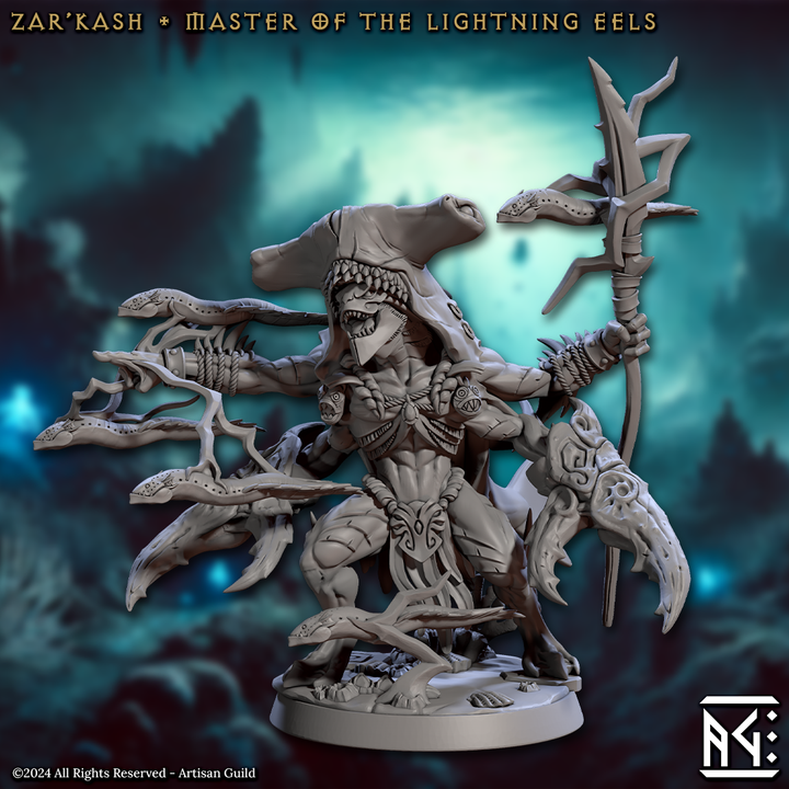 3D Printable Zar'Krash - Master of the Lightning Eels (Mirmidons of the ...