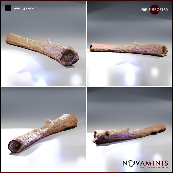 3D Printable Rotting Log 02 by NOVAMINIS