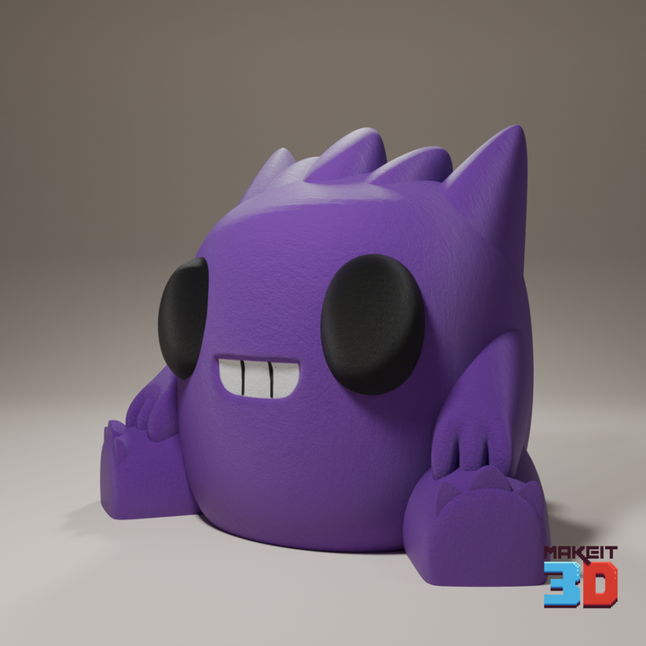 3D Printable 3D Printable Chibi Gengar With Print in Place Pokeball by ...