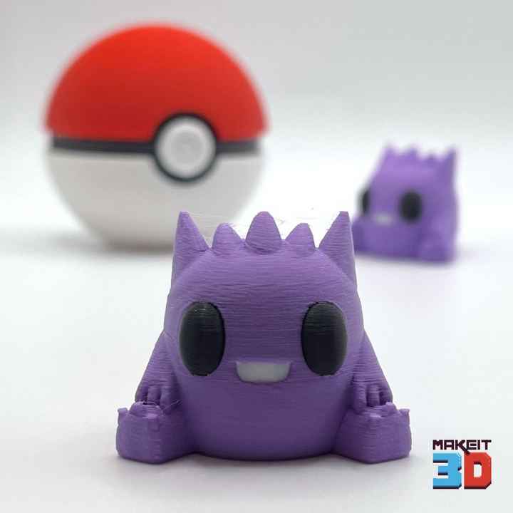 3D Printable 3D Printable Chibi Gengar With Print in Place Pokeball by ...