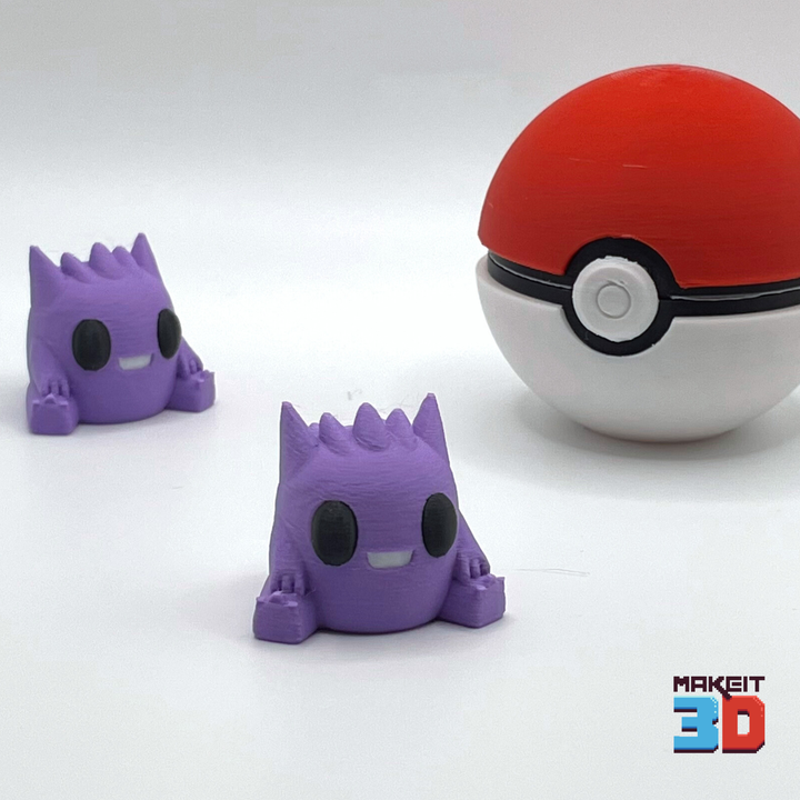 3D Printable 3D Printable Chibi Gengar With Print in Place Pokeball by ...