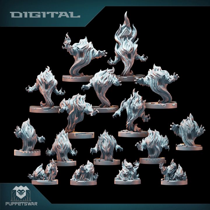 3D Printable Prism Elementals by Puppetswar Miniatures