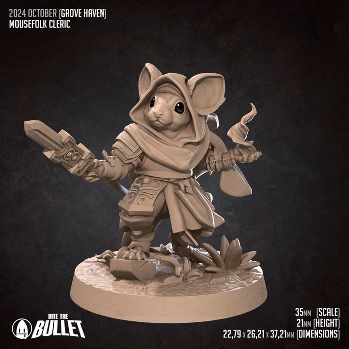 3D Printable Mousefolk Cleric by Bite the Bullet