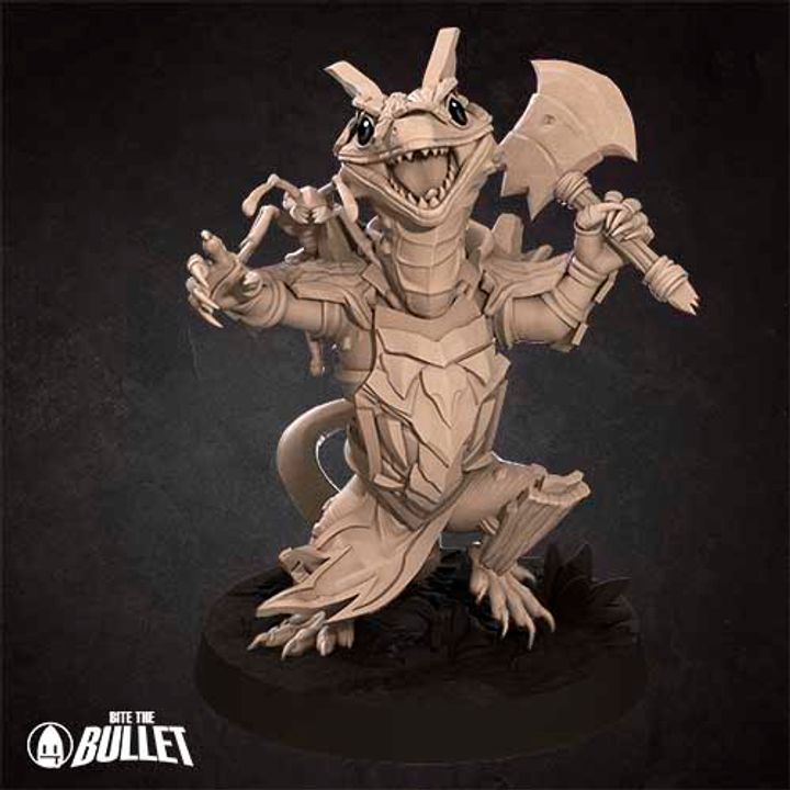3D Printable Lizardfolk Barbarian by Bite the Bullet