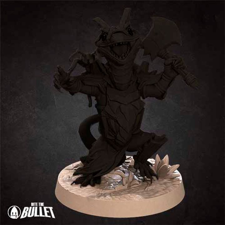 3D Printable Lizardfolk Barbarian by Bite the Bullet