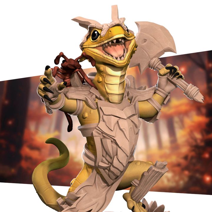 3D Printable Lizardfolk Barbarian by Bite the Bullet