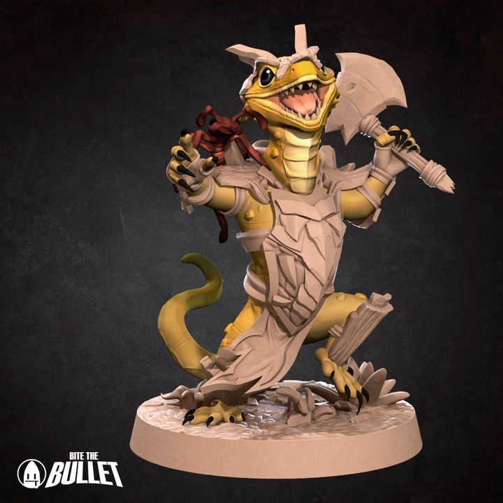 3D Printable Lizardfolk Barbarian by Bite the Bullet