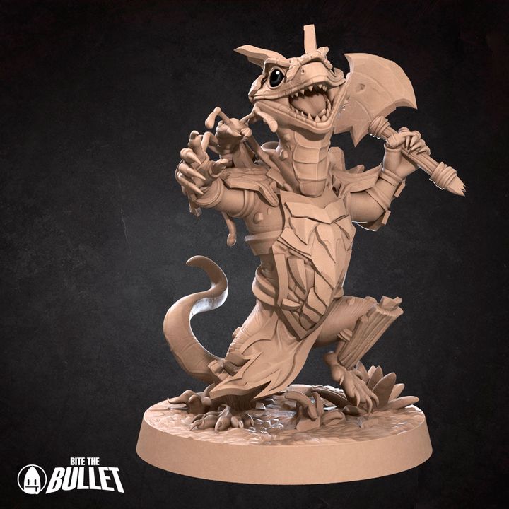 3D Printable Lizardfolk Barbarian by Bite the Bullet