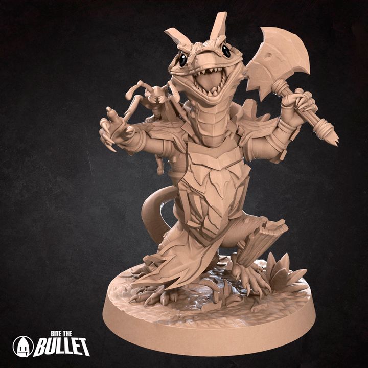 3D Printable Lizardfolk Barbarian by Bite the Bullet