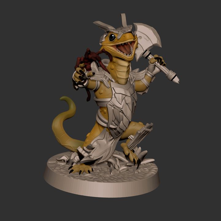 3D Printable Lizardfolk Barbarian by Bite the Bullet