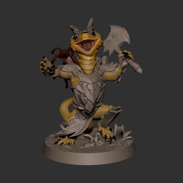3D Printable Lizardfolk Barbarian by Bite the Bullet