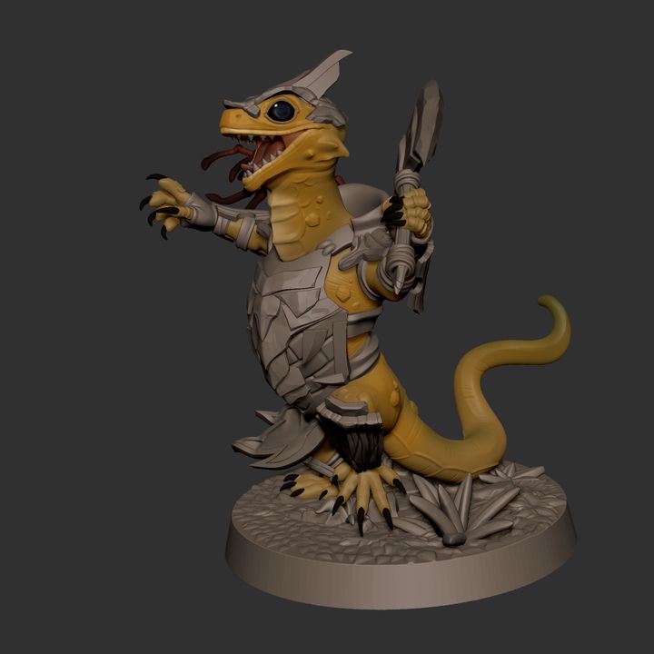 3D Printable Lizardfolk Barbarian by Bite the Bullet