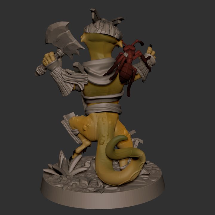 3D Printable Lizardfolk Barbarian by Bite the Bullet