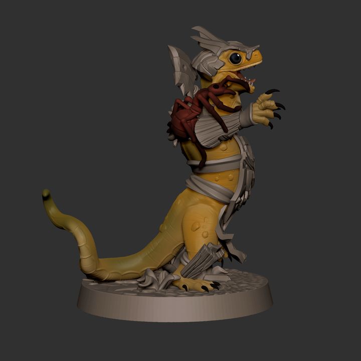 3D Printable Lizardfolk Barbarian by Bite the Bullet