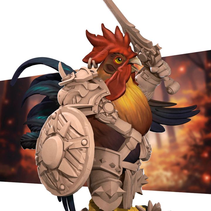 3D Printable Roosterfolk Warrior by Bite the Bullet