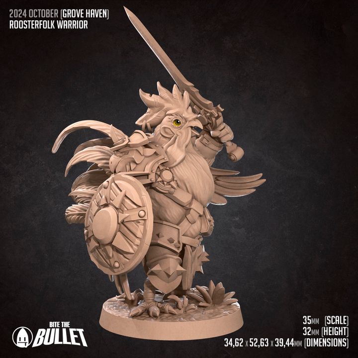 3D Printable Roosterfolk Warrior by Bite the Bullet