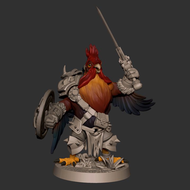 3D Printable Roosterfolk Warrior by Bite the Bullet