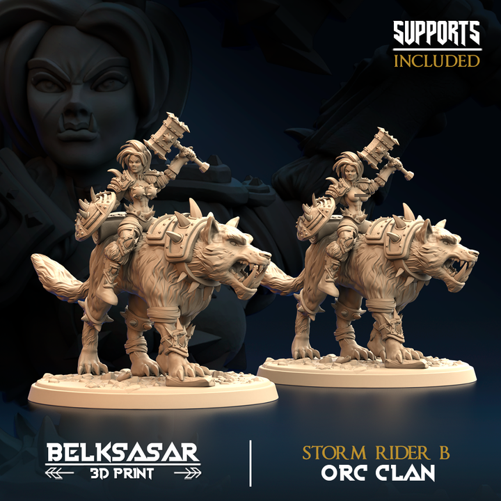 3D Printable Orc and Wolf - Storm Rider B All Variants by Belksasar
