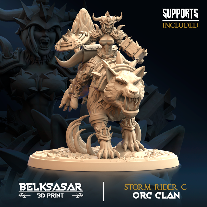 3D Printable Orc and Wolf - Storm Rider C All Variants by Belksasar