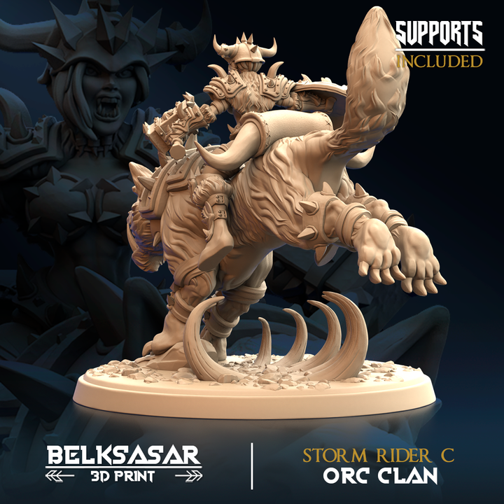 3D Printable Orc and Wolf - Storm Rider C All Variants by Belksasar