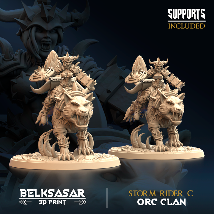 3D Printable Orc and Wolf - Storm Rider All Variants Set x4 by Belksasar