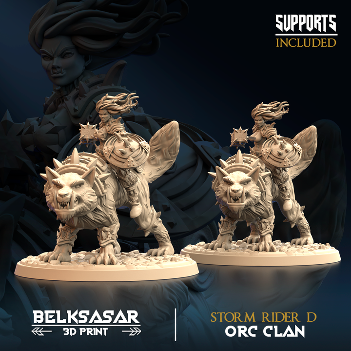 3D Printable Orc and Wolf - Storm Rider All Variants Set x4 by Belksasar