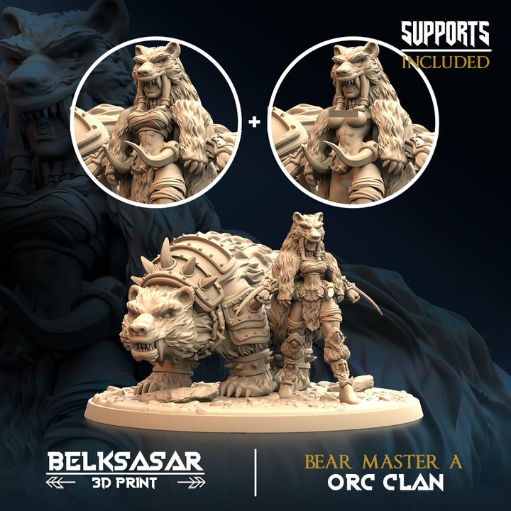 3D Printable Orc - Bear Master A All Variants by Belksasar