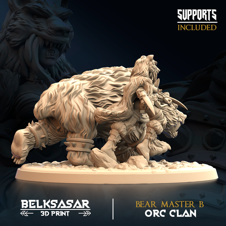 3D Printable Orc - Bear Master B All Variants by Belksasar