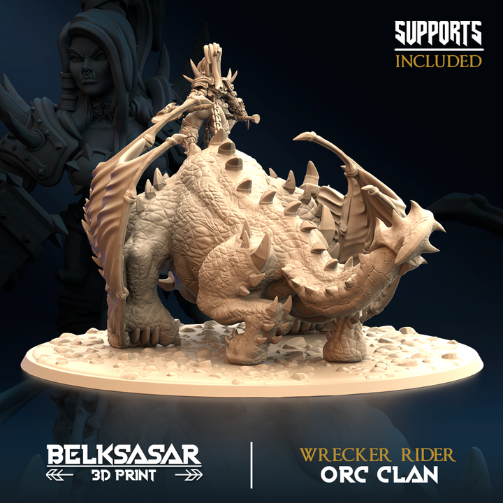 3D Printable Dragon and Orc - Wrecker Rider by Belksasar