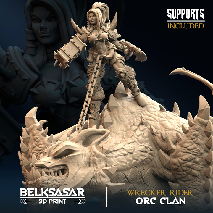 3D Printable Dragon and Orc - Wrecker Rider by Belksasar