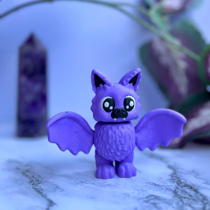 3D Printable Floofy Bat Halloween Flexi by SugarPaws3D